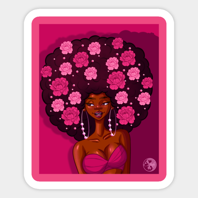 Rose afro - Afro Hair - Sticker | TeePublic