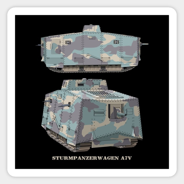 A7V WWI German Army Tank Sturmpanzerwagen Diagrams Gift - A7v Wwi ...