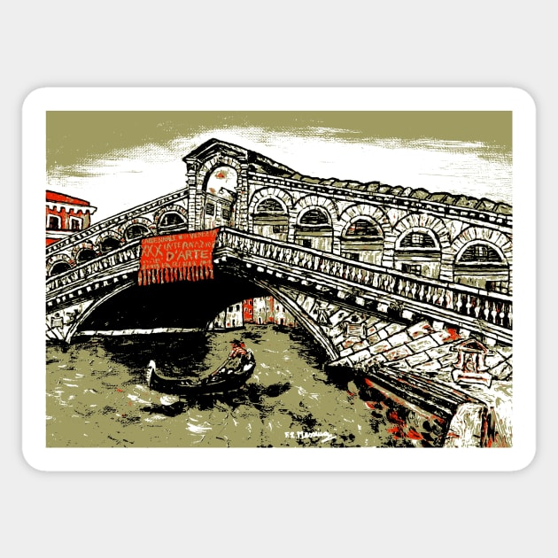 An iconic bridge. - Oil Painting - Sticker | TeePublic