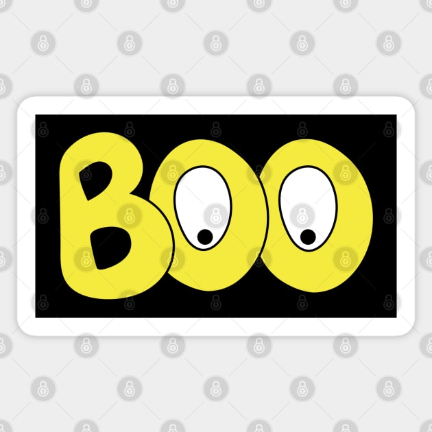 BOO text art cartoon eyes yellow bubble letters - Boo Happy Halloween ...