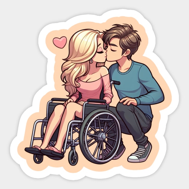 Wheelchair Love 1 - Couple Love Wheelchair - Sticker | TeePublic