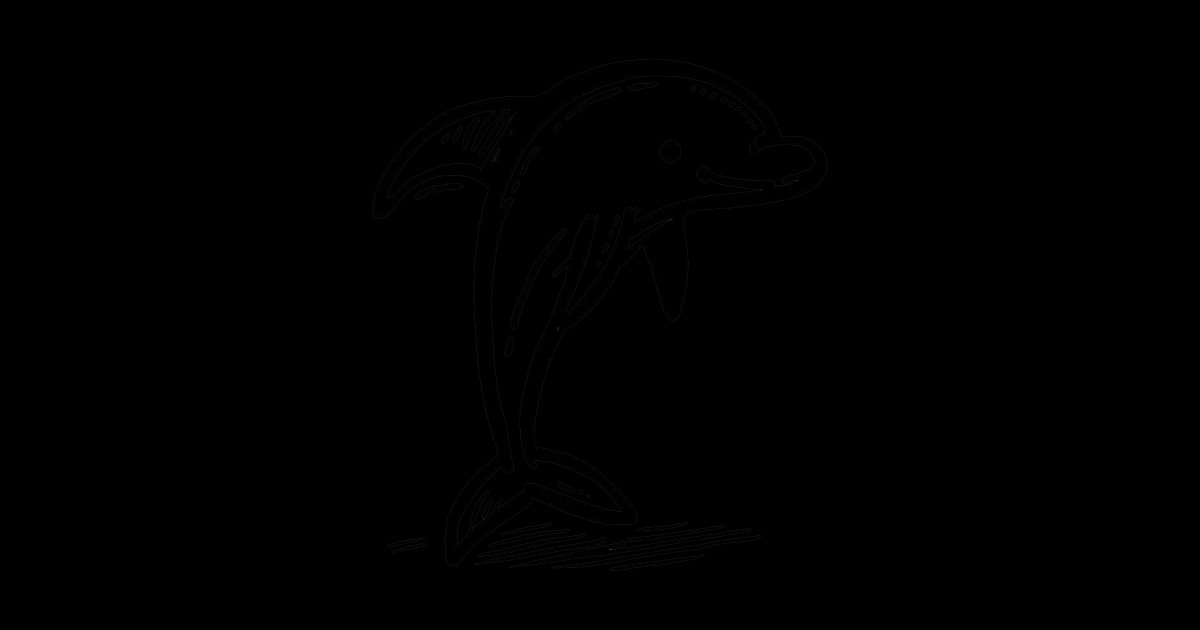 Stick Figure of a Dolphin in Black Ink - Stick Figure Dolphin - Sticker ...