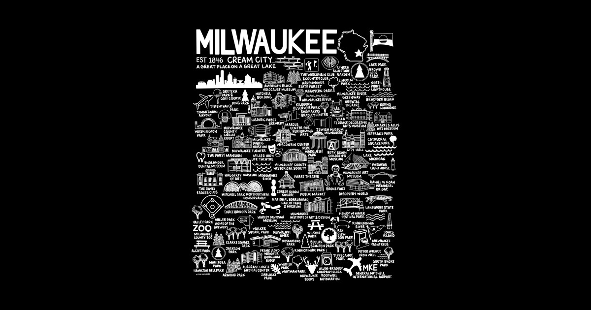 Milwaukee Map - Milwaukee - Sticker | TeePublic
