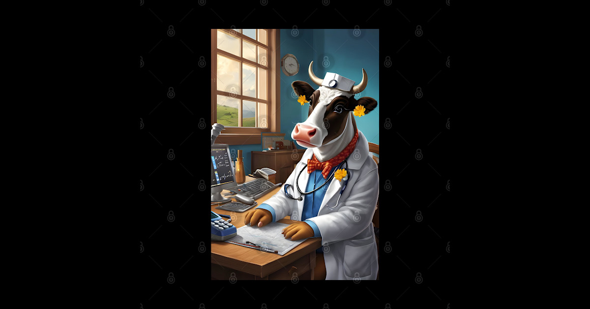 Doctor cow in her clinic - Doctor - Sticker | TeePublic