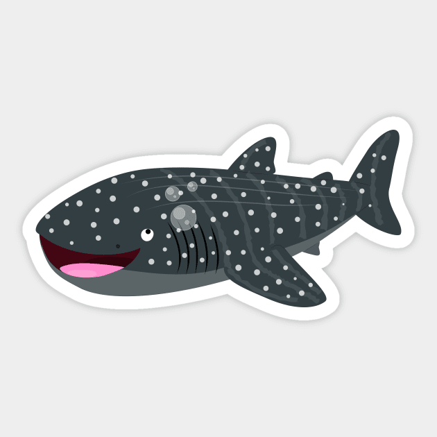 Cute whale shark happy cartoon illustration - Whale Shark - Sticker ...