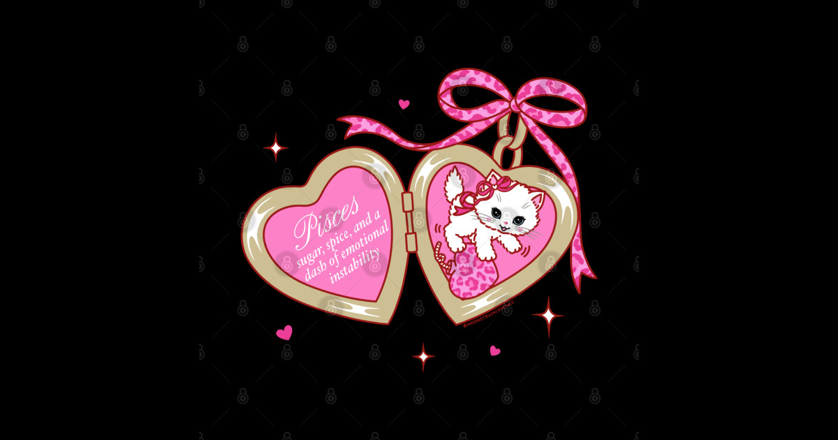 pisces kitty cat locket - Pisces Zodiac Sign - Posters and Art Prints ...