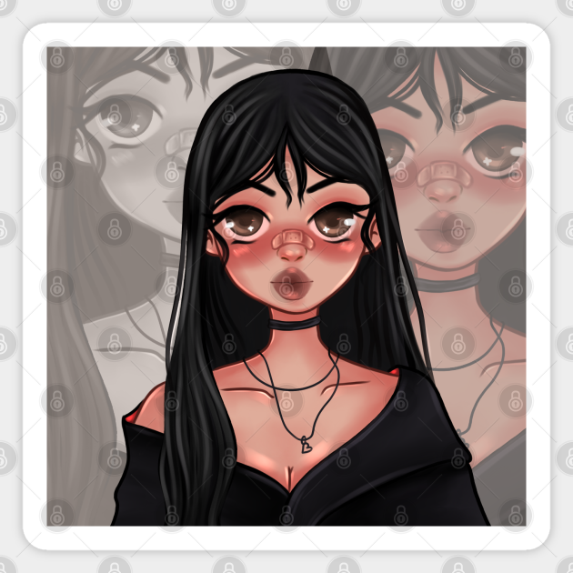 Pouty Lips Cute Girl - Cute Designs - Sticker | TeePublic