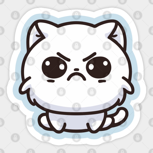 cute angry cat cartoon - Kawaii Cat - Sticker | TeePublic