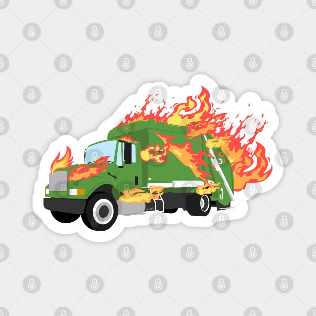 The World is a Flaming Garbage Truck - Garbage Truck - Magnet | TeePublic
