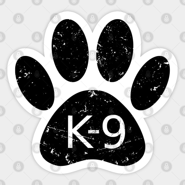 K9 Distressed Black Dog Paw Print - K9 - Sticker | TeePublic