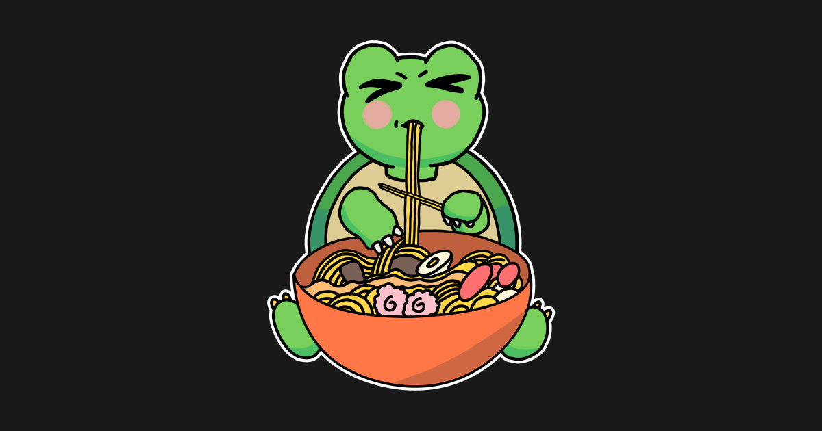 Anime Kawaii Ramen Eating Turtle Japanese Noodles - Anime - T-Shirt ...