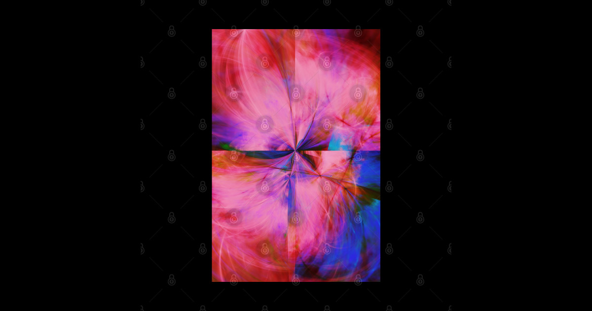 Pink and Blue Abstract Cross Splash Artwork - Abstract - Sticker ...