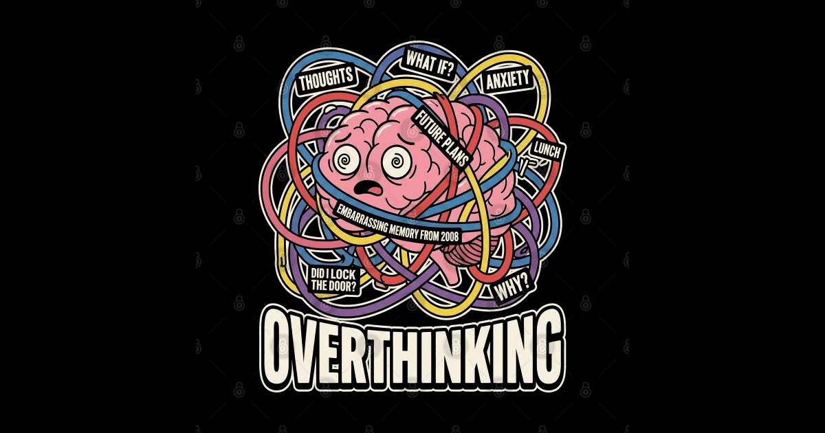 Overthinking Brain Cartoon - Overthinking - Sticker | TeePublic