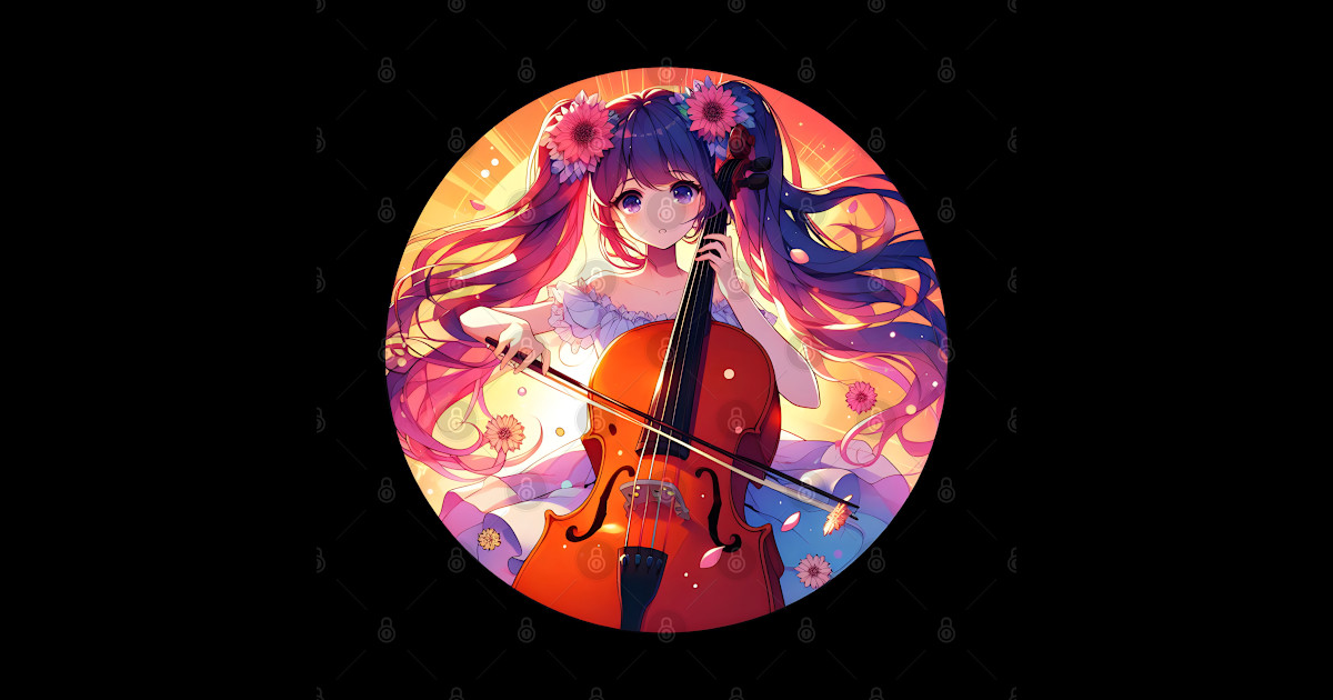 cello anime girl - Cello - Sticker | TeePublic