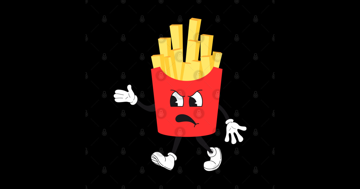 Retro French Fries Angry Face - Retro French Fries Angry Face - Sticker ...