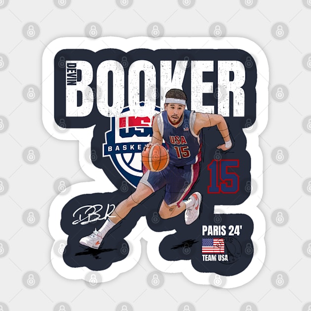 Paris 2024 Devin Booker USA Basketball Cartoon - Devin Booker - Sticker ...