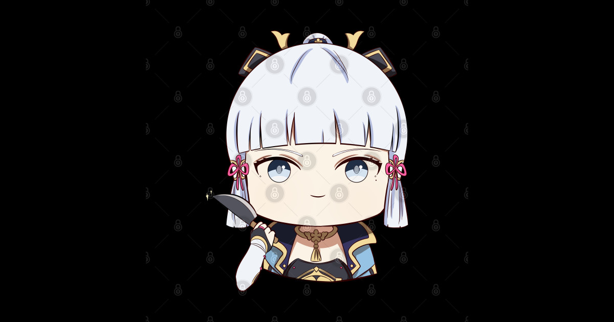 Chibi Kamisato Ayaka Genshin Impact hold a knife - Chibi Kamisato Ayaka ...