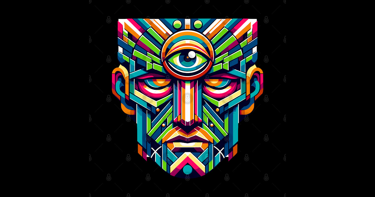Vibrant Cyclops Vision: Mythical Tribal Art - Cyclops - Sticker | TeePublic