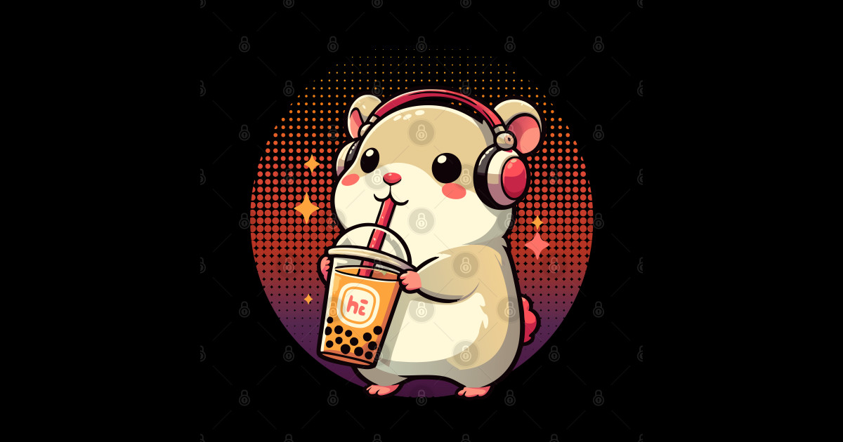 Retro Boba And Kpop, Kawaii Hamster K-pop Boba Tea - Kpop Lover ...