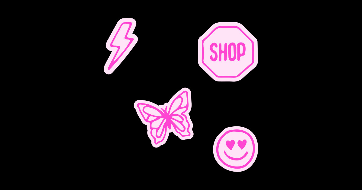 pink set butterfly lightning bolt smiley face shop sign preppy ...