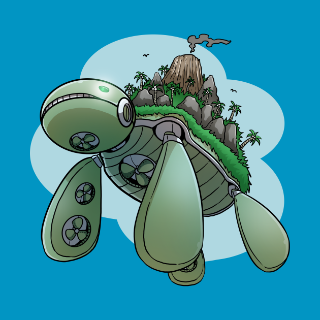 Turtle carrying the world - Robot - T-Shirt | TeePublic