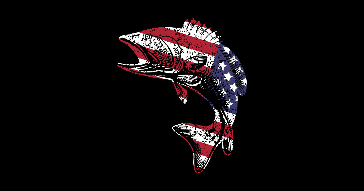 Patriotic Fish - American Flag - Patriotic Fishing - Sticker | TeePublic