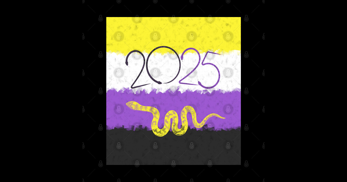 2025 Yellow Snake, Non-binary Pride flag cubism effect - 2025 Yellow ...