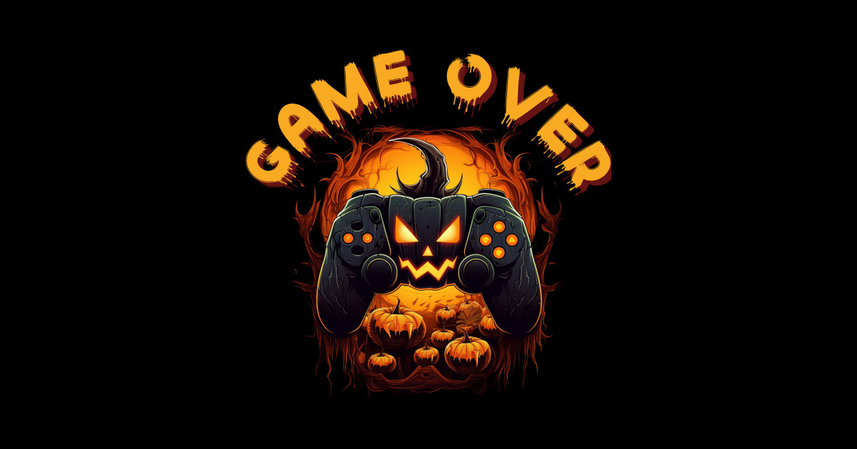 Video Game Controller, Game Over - Halloween Video Gamer - Sticker ...