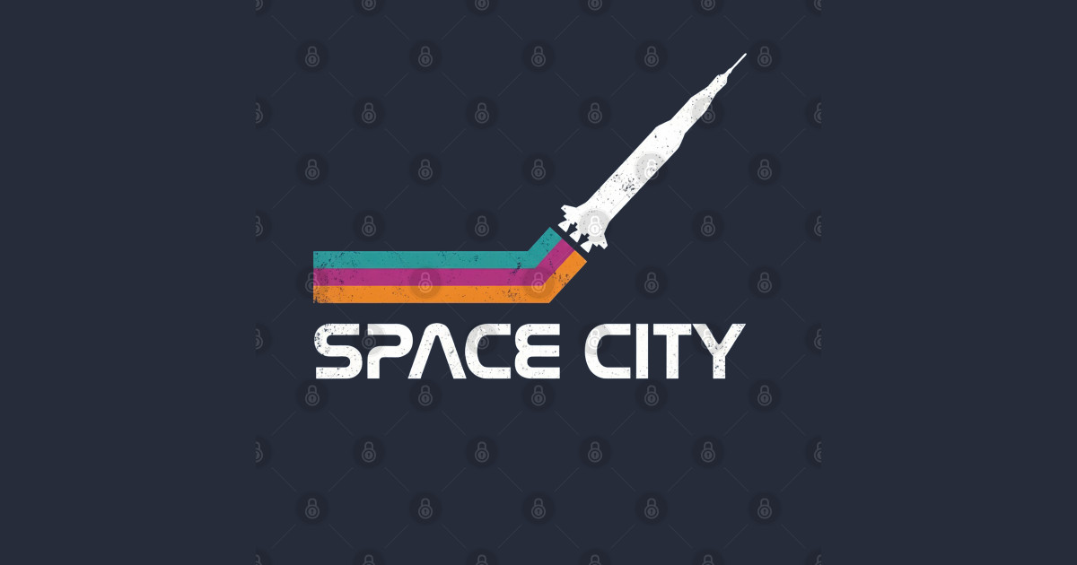 Space City Houston Texas Retro Rocket Saturn V Vintage - Houston - T ...