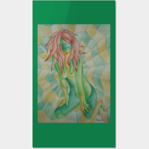 retro picture posing lady in abstract colour blocks - Original 1970s ...