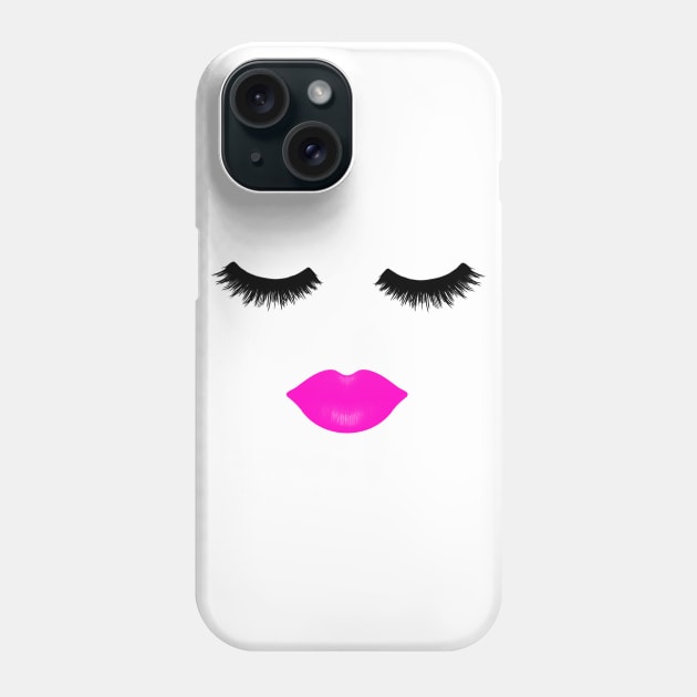 Lips and Lashes Pink - Eyelashes And Lips - Phone Case | TeePublic