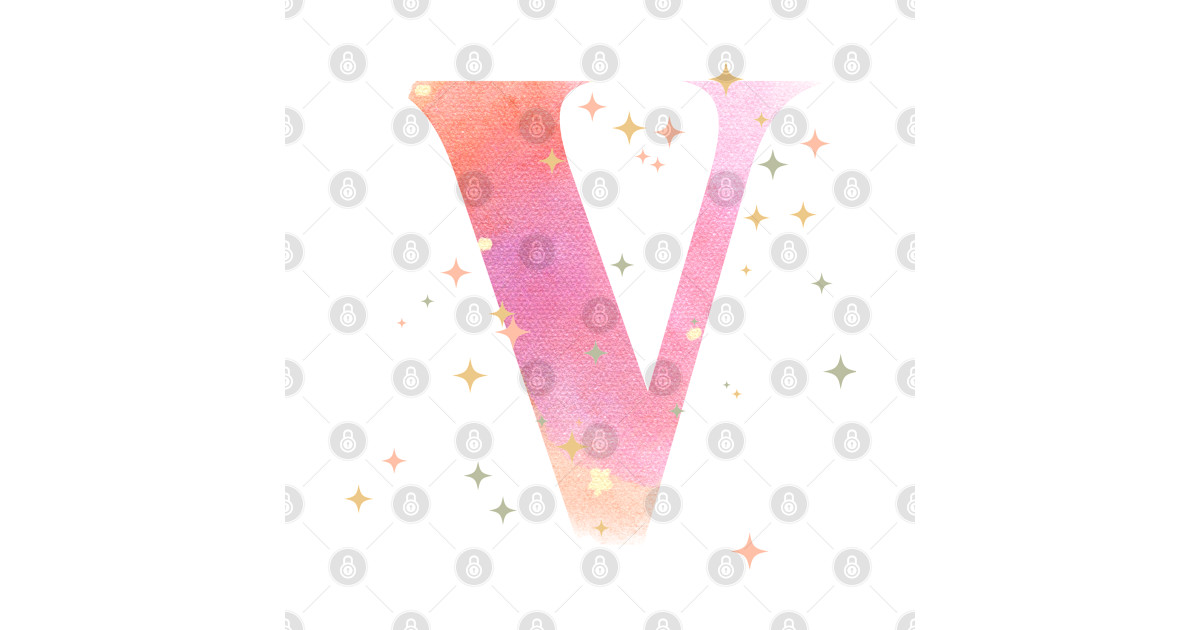 Letter V Monogram pink watercolor - Monogram Letter V - T-Shirt | TeePublic
