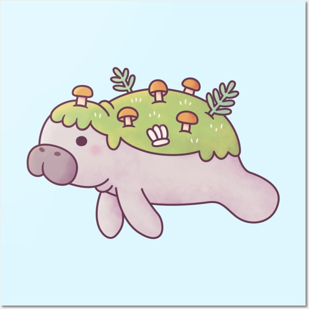 Cute Manatee With Moss And Fungi Back - Funny Manatee - Posters and Art ...