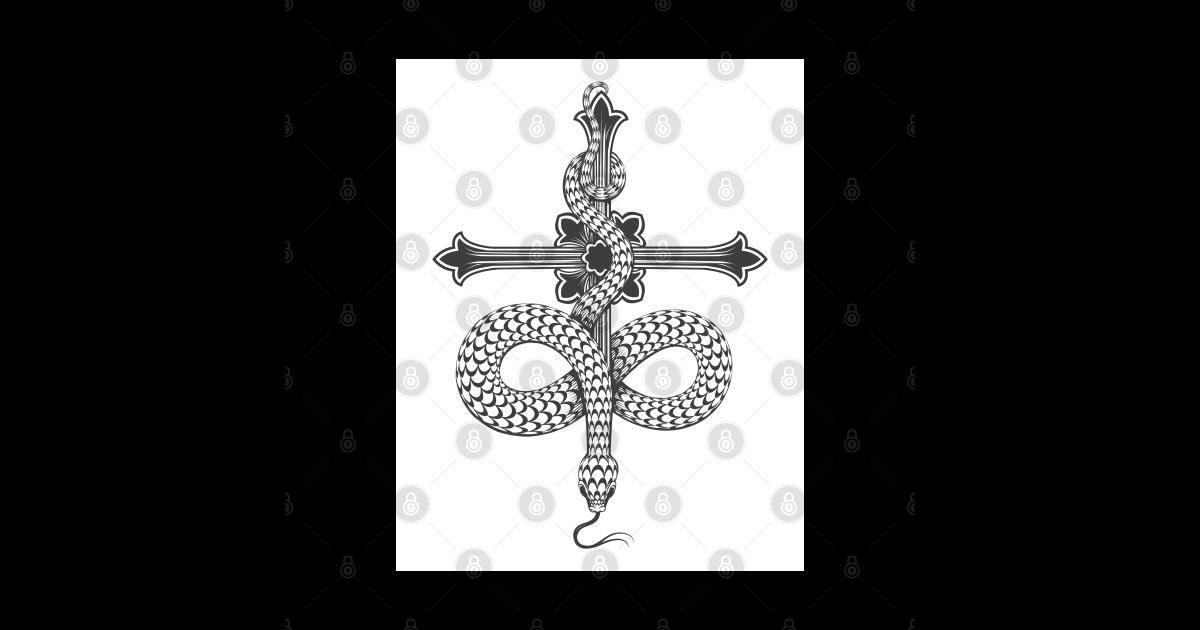 Snake on a Cross Tattoo - Snake - Posters and Art Prints | TeePublic