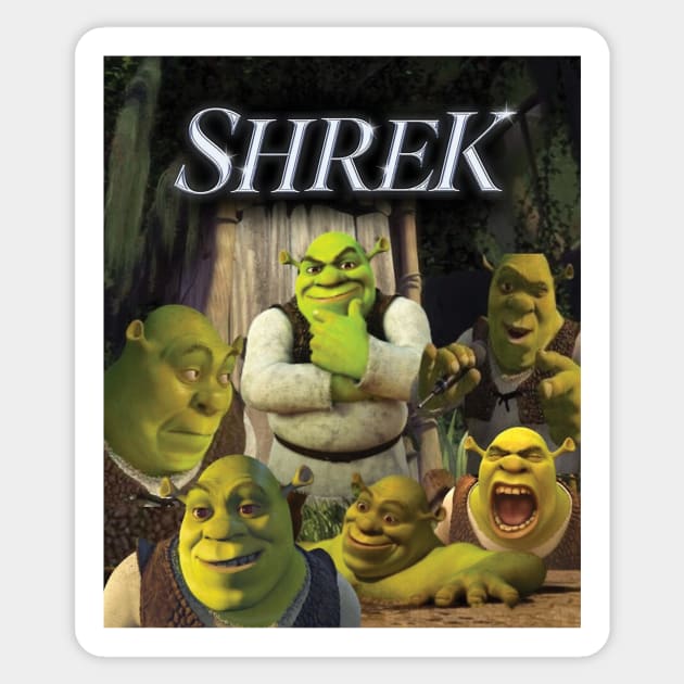 Shrek 90s Style Graphic Swamped Vintage Cartoon - Shrek - Sticker ...