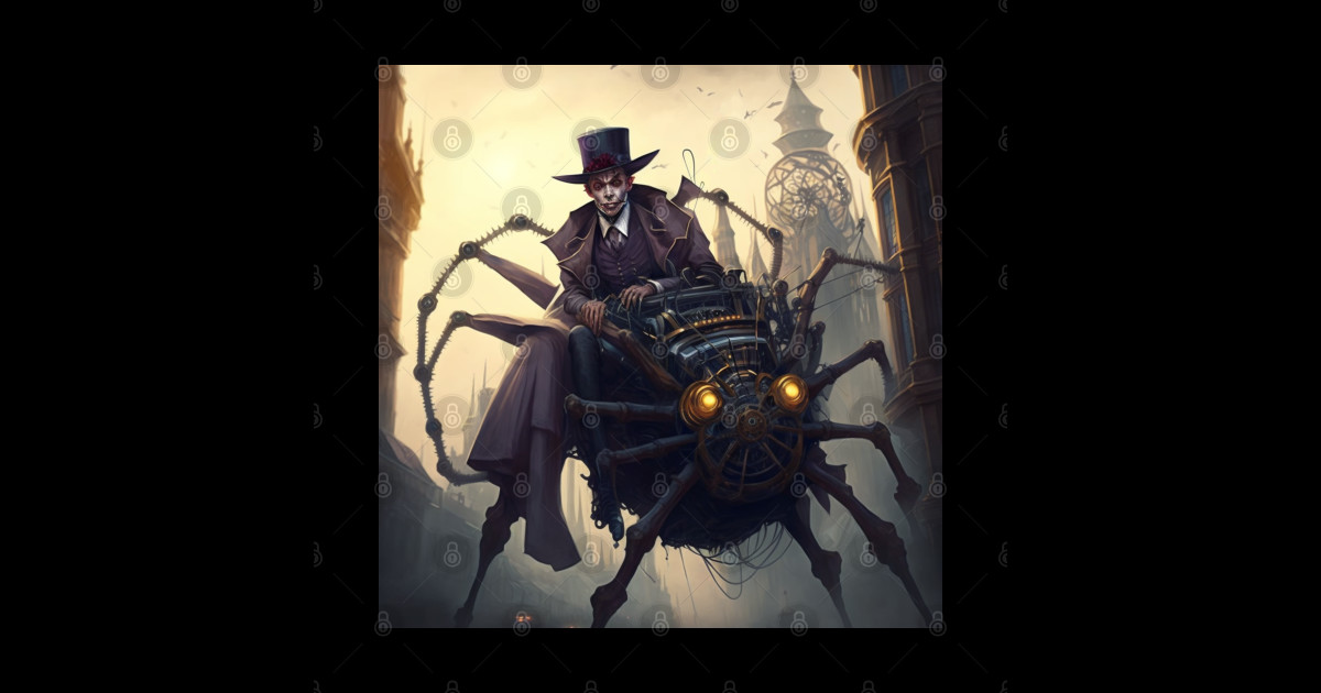 Dark spider rider riding mechanical robot mashine steampunk animal ...