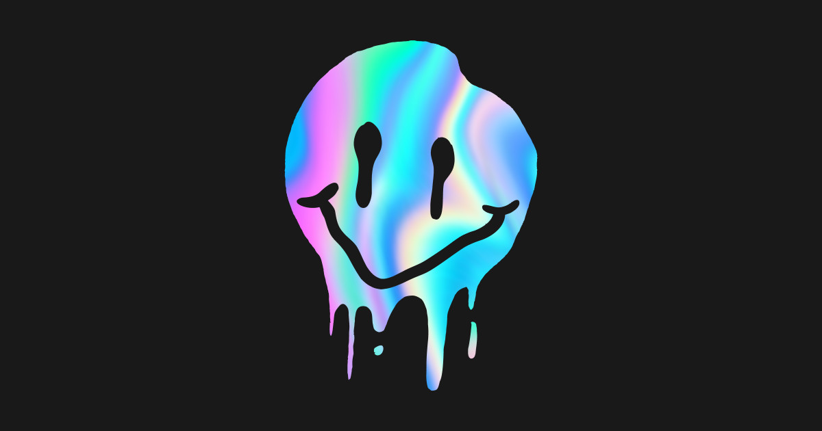Happy Face Melting Trippy Graphic Design - Smiley Face - T-Shirt ...
