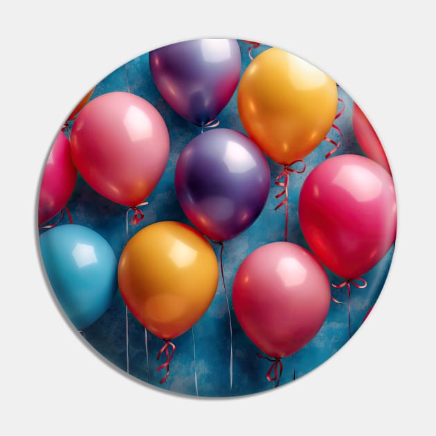 Party Balloons - Colorful - Balloons - Pin | TeePublic