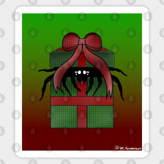 Christmas Present Spider (Plain/Background) - Red - Sticker | TeePublic
