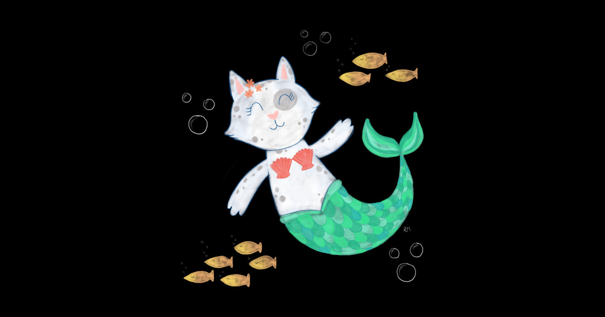 Cute Mermaid Cat (Mercat) - Mermaid - Sticker | TeePublic