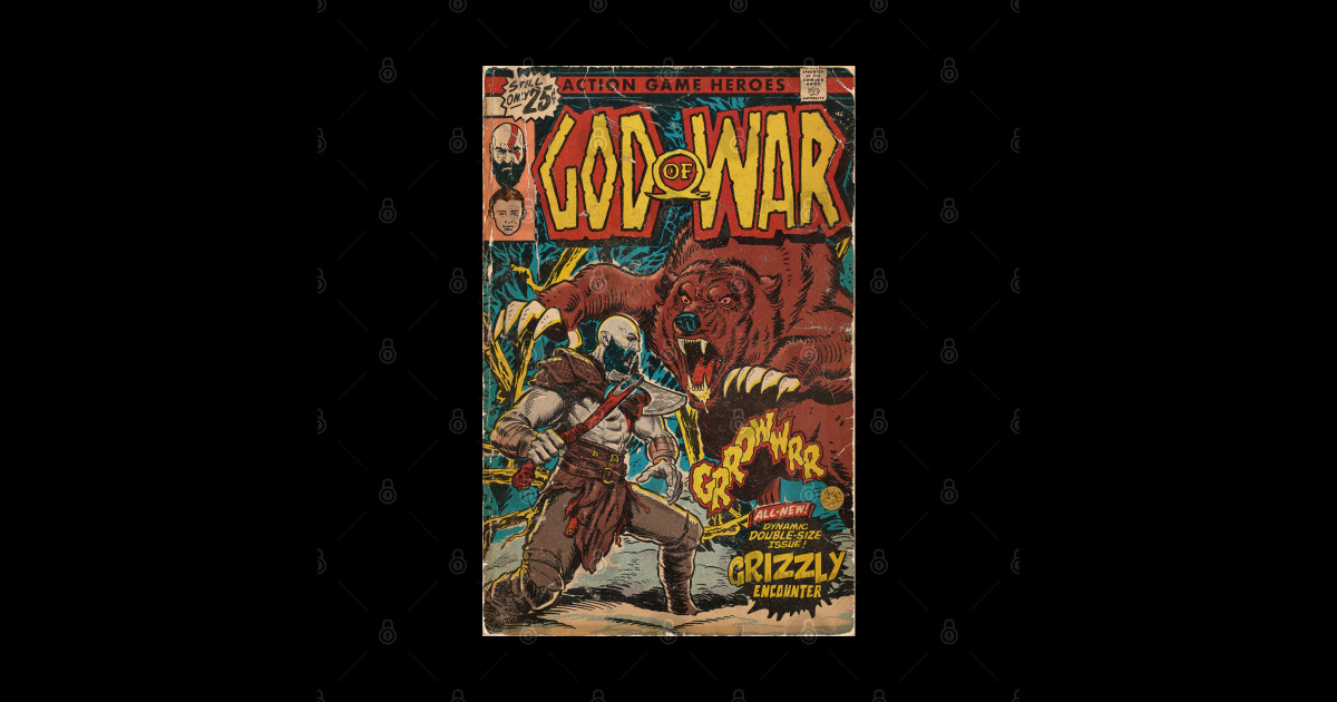 GOW Bear Scene Comic Cover fan art - Video Game - Sticker | TeePublic