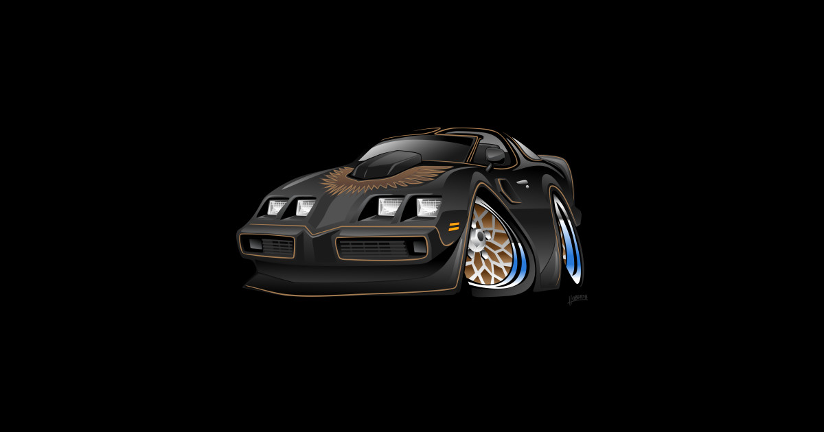 Classic American Black Muscle Car Cartoon - Trans Am - Sticker | TeePublic