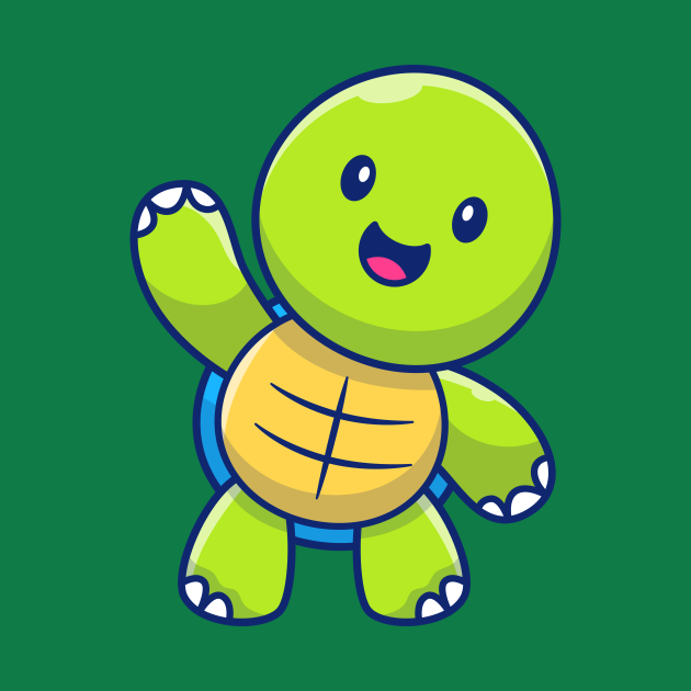 Cute turtle waving hand cartoon - Turtle - T-Shirt | TeePublic