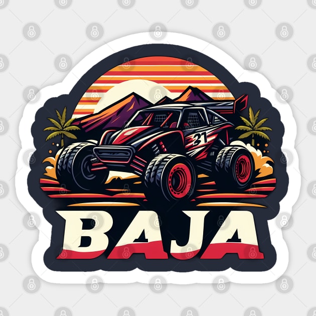 Baja Race Car - Baja Race Car - Sticker | TeePublic