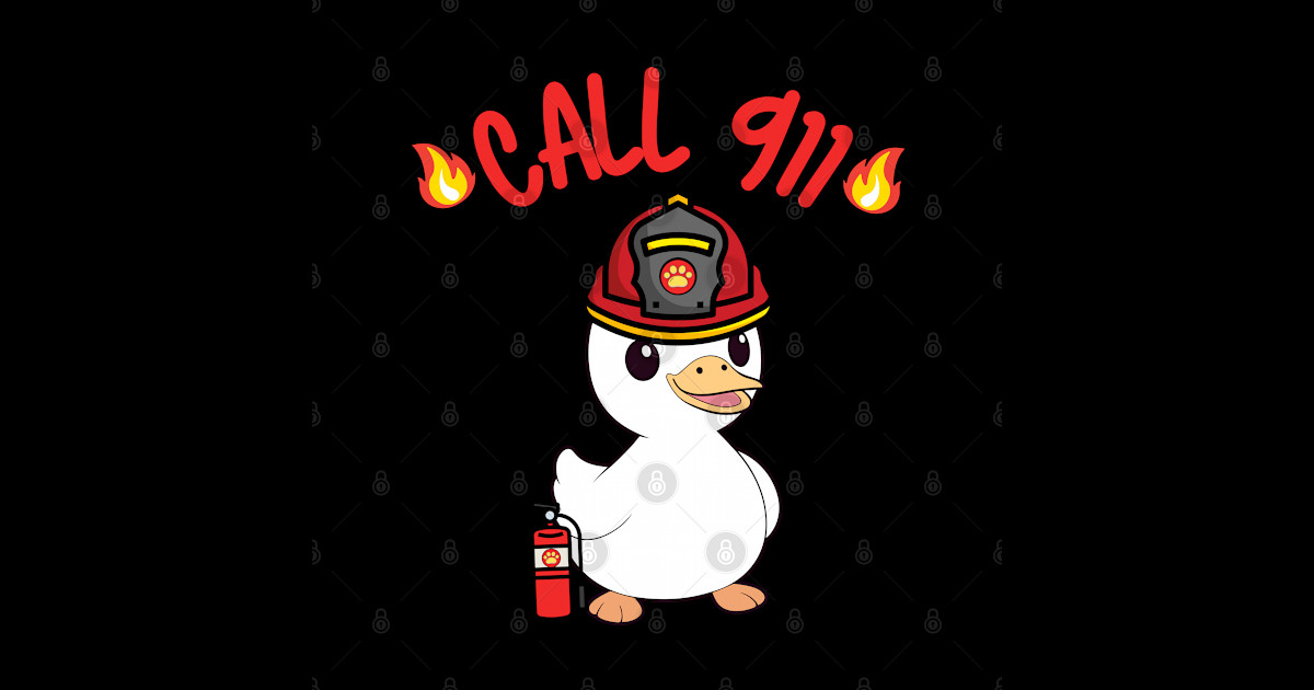 Funny Duck is a firefighter - Firefighter - Sticker | TeePublic