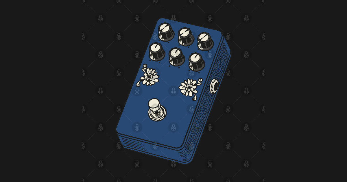 Ocean Blue Floral Fuzz Stompbox - Guitar Pedal - T-Shirt | TeePublic