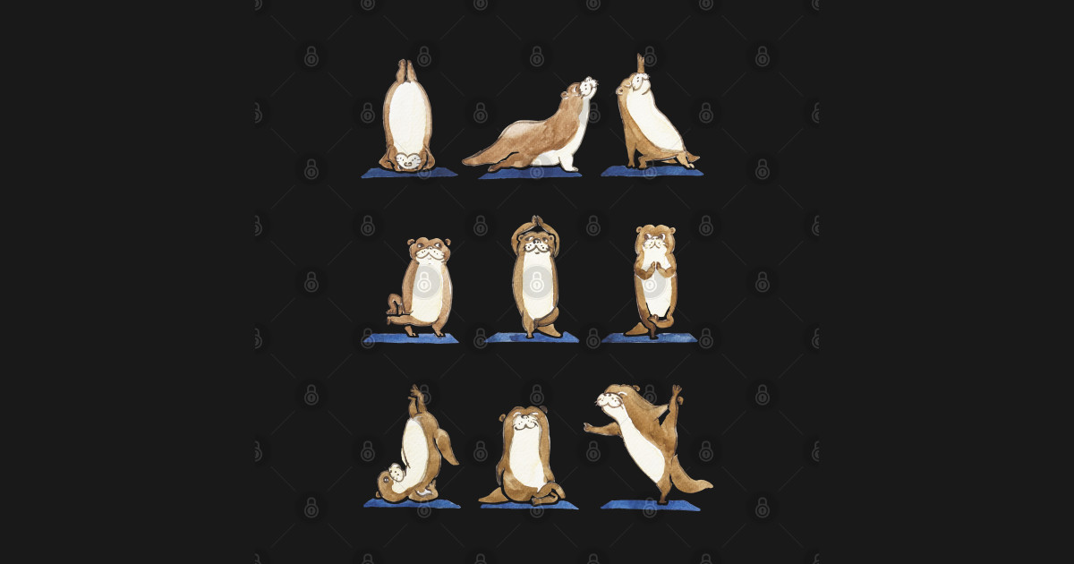 Otter Yoga Watercolor - Otters - T-Shirt | TeePublic