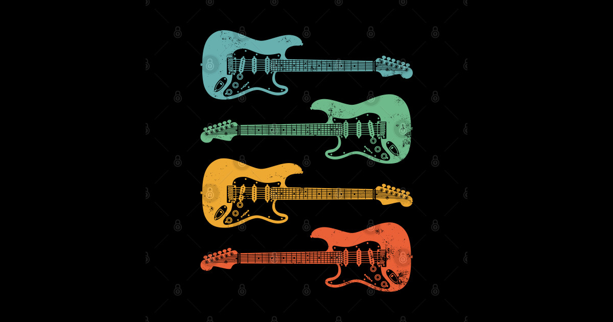 S-Style Electric Guitar Cool Retro Colors - Colorful Guitars - Sticker ...