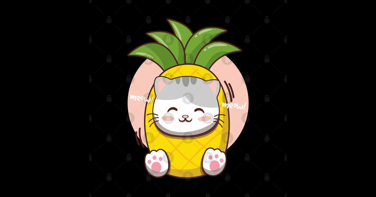 Cute Pineapple Cat - Pineapple Lovers - Sticker | TeePublic