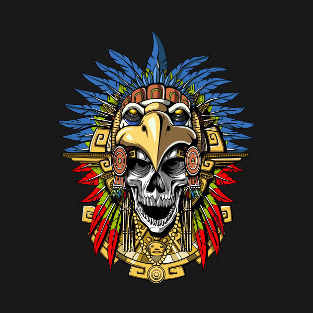 Aztec Skull Eagle Warrior Mask - Aztec Skull Warrior - T-Shirt | TeePublic